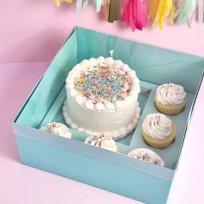 Bento Box - Blue - 5 Hole Cupcake + 5" Cake - Clear Lid – Sweetly Impressed