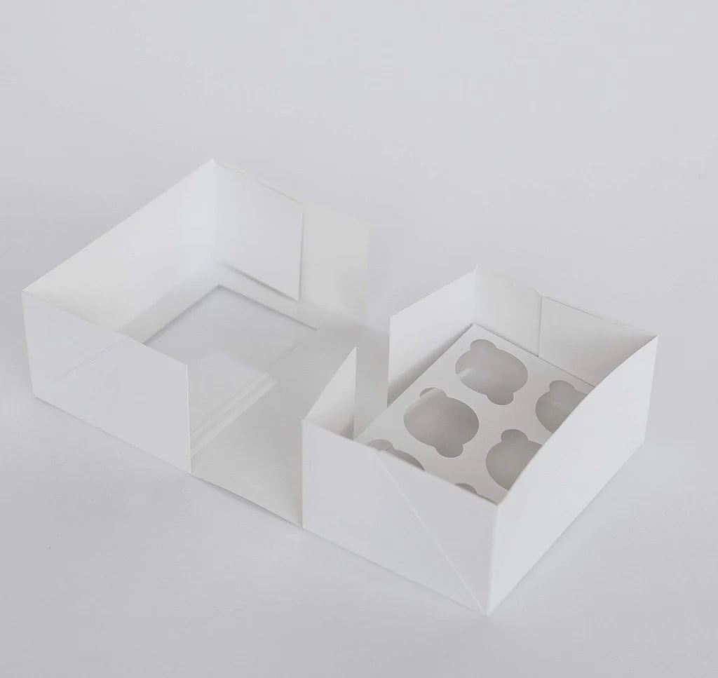 6 Mini Cupcake Boxes with Clear Window - Gloss White – Sweetly Impressed